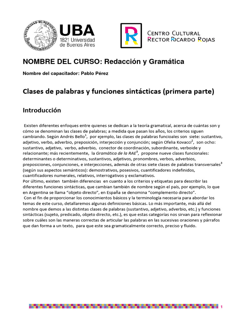 Clases de Palabras (Primera Parte) | PDF | Palabra | Adverbio