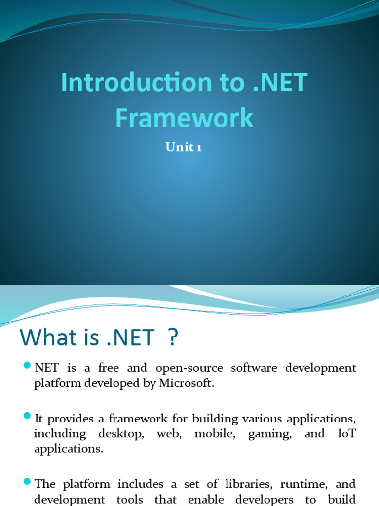 Introduction To Net Frameworknew Pdf C Sharp Programming Language Component Object Model 