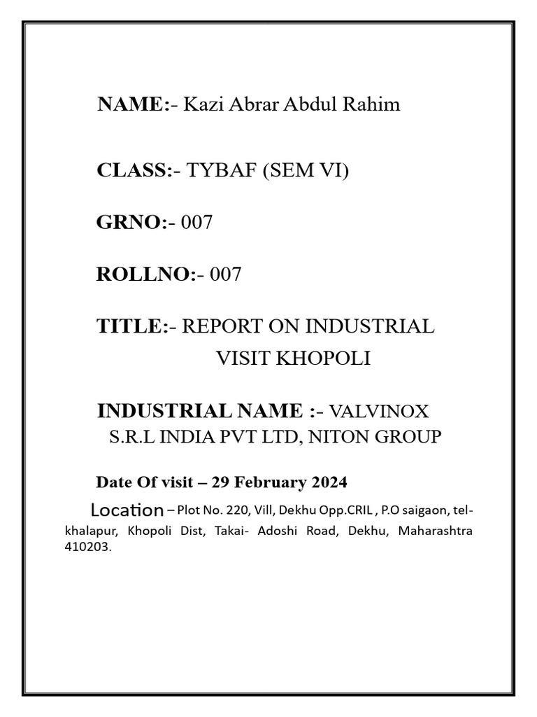 Industrial Project | PDF | Innovation | Automation