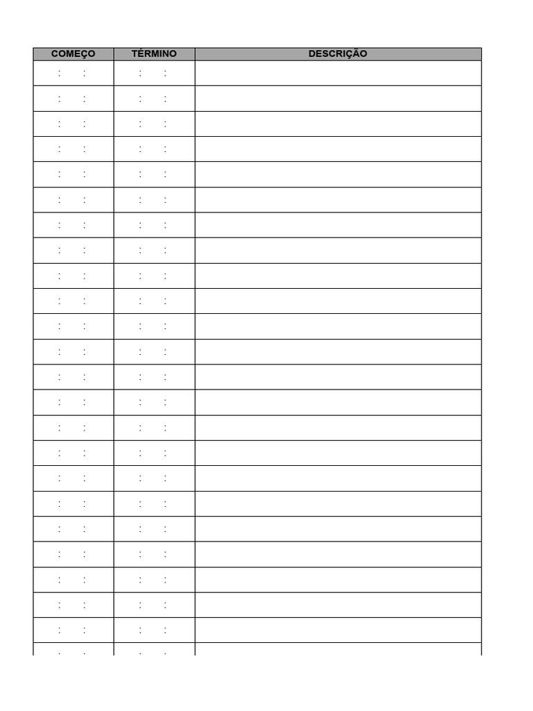 Ficha Utilizada para Cronoanálise | PDF