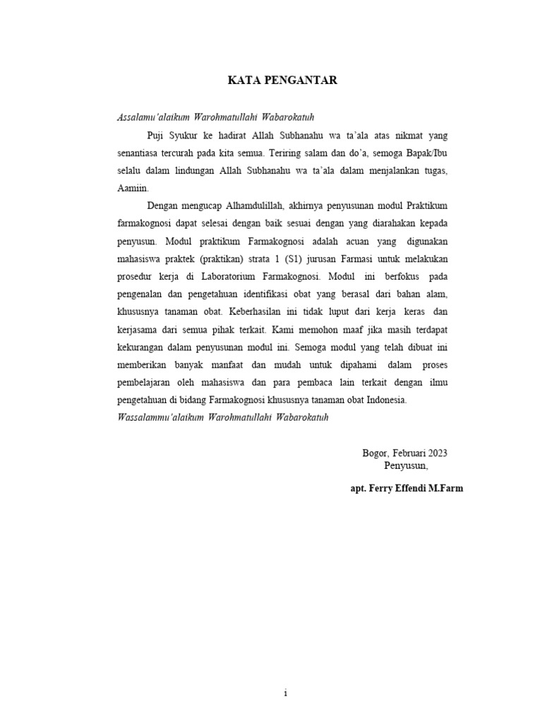 Modul Praktikum Farmakognosi Ta. 2023-2024 Genap | PDF