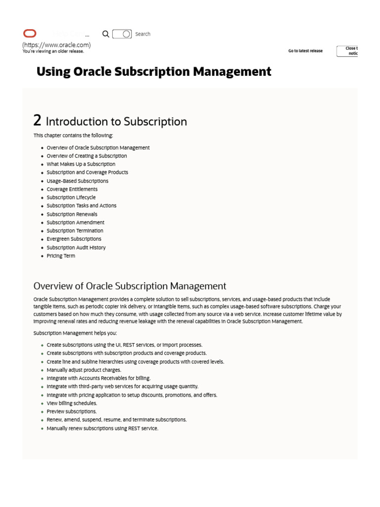 Oracle Subscription Management Guide | PDF | Subscription Business ...