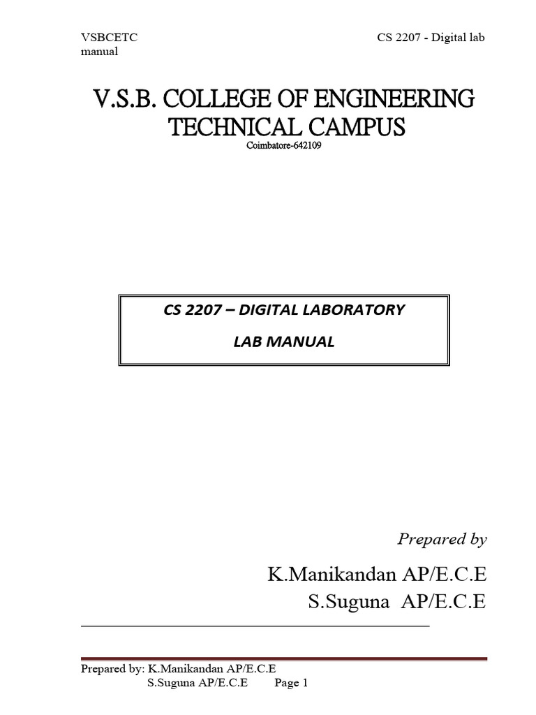 Digital Lab Manual 1 Pdf Logic Gate Hardware Description Language 7790