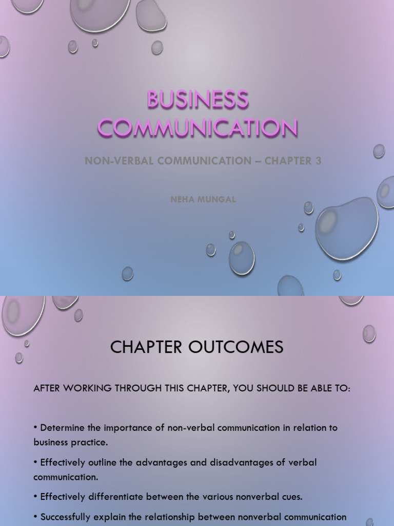 Business Communication - Chapter 3 | PDF | Nonverbal Communication ...