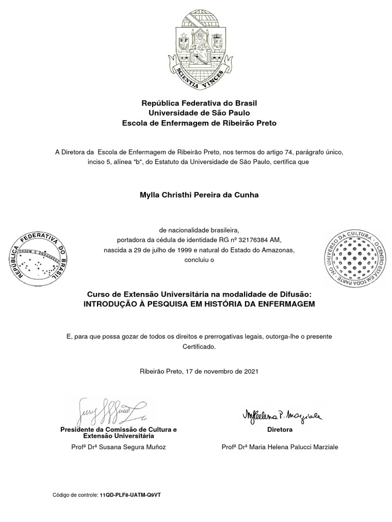 Certificado Usp | PDF