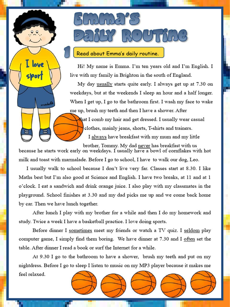 Emmas Daily Routine Reading | PDF