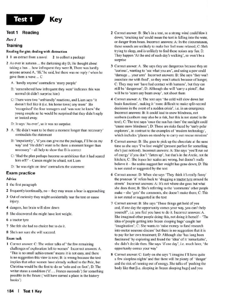 FCE. R&UoE Answers Tests 1-4 | PDF