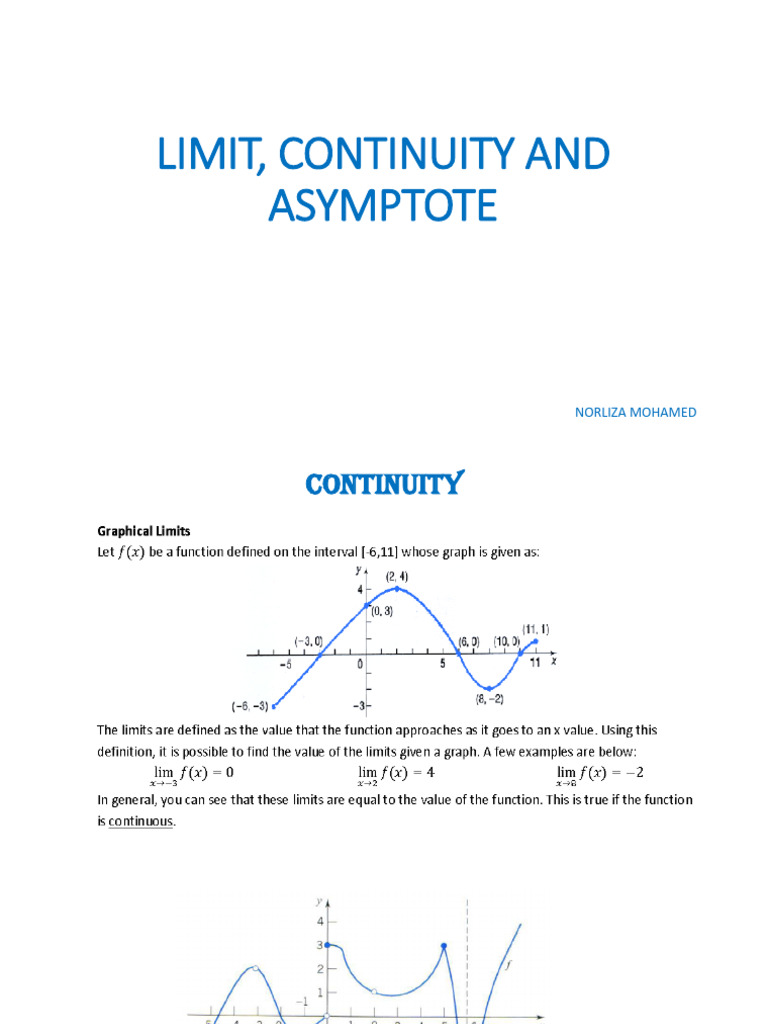 Limit And Continuity Pdf Asymptote Mathematical Relations