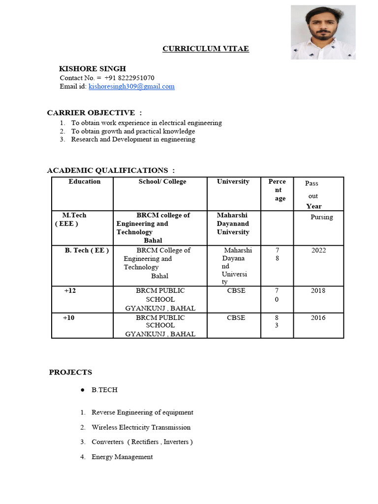 Kishore Singh Resume-2 | PDF | Electrical Engineering | Engineering