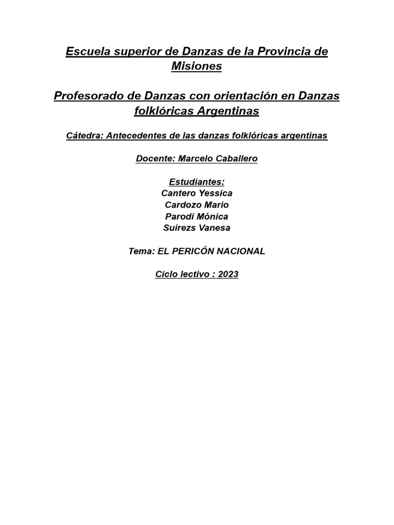 Pericón | PDF | Bailes | Mujer