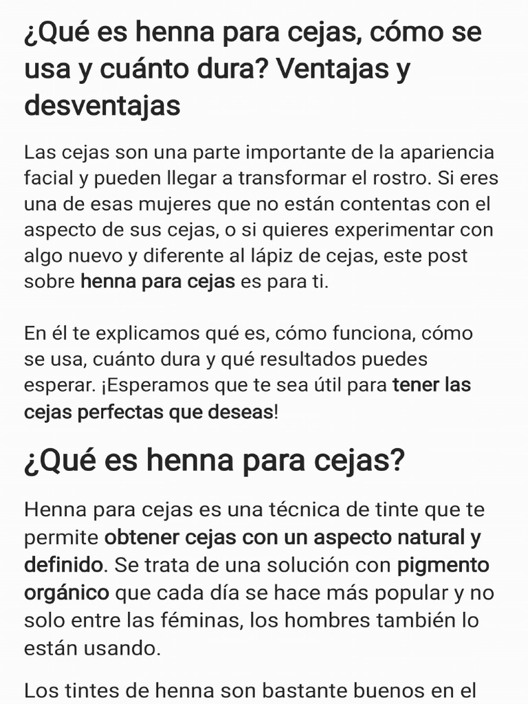 Qué Es Henna para Cejas y Cómo Se Usa | PDF