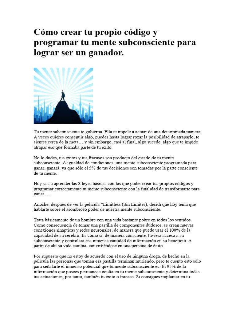 Programar La Mente Subconsciente | PDF | Mente