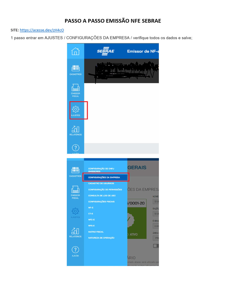 Manual Emissor Nfe Do Sebrae | PDF
