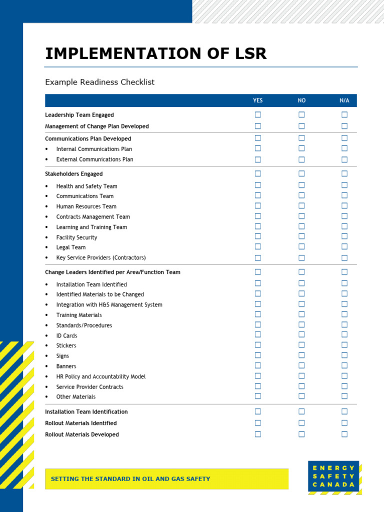 LSR Implementation Readiness Checklist | PDF | Business | Finance ...