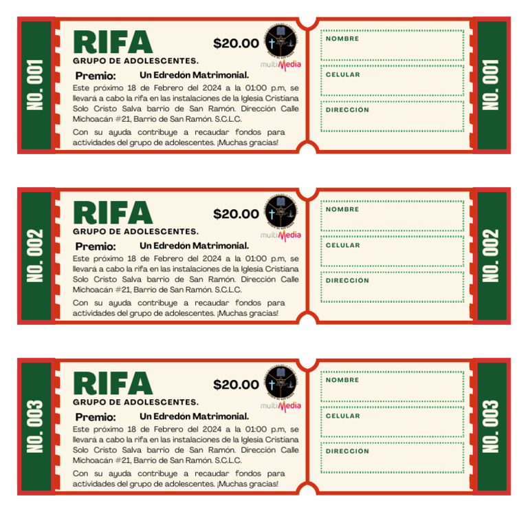 Boleto para Rifa Mexicano Rojo y Verde | PDF