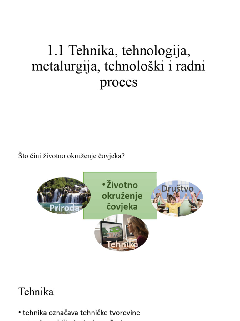 1.1 Tehnika, Tehnologija, Metalurgija, Tehnološki I Radni Proces | PDF