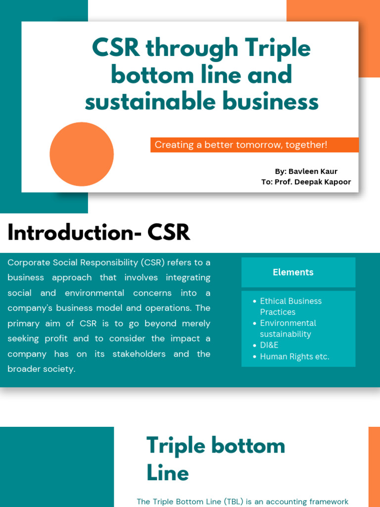 CSR Through Triple Bottom Line and Sustainable Business: Creating A Better Tomorrow, Together ...