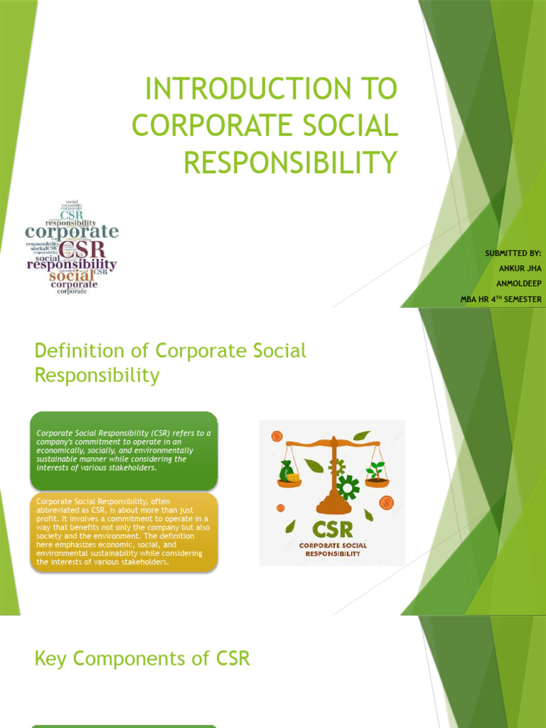 Introduction To Corporate Social Responsibility: Submitted By: Ankur ...