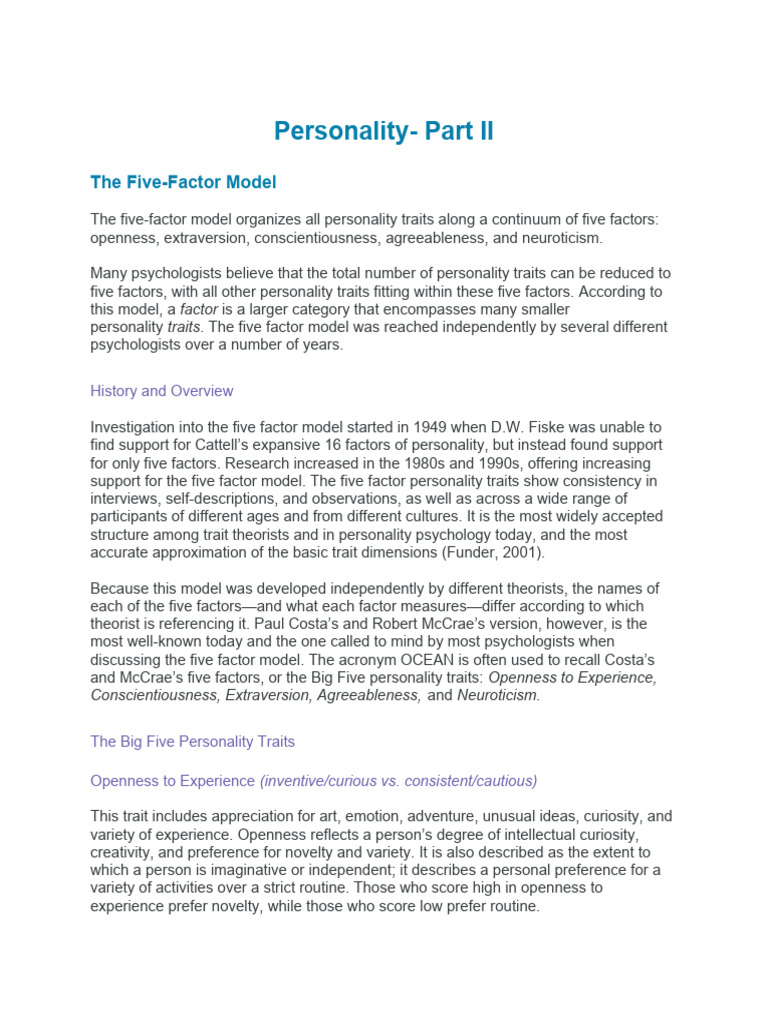 Personality-Part II | PDF | Id | Humanistic Psychology