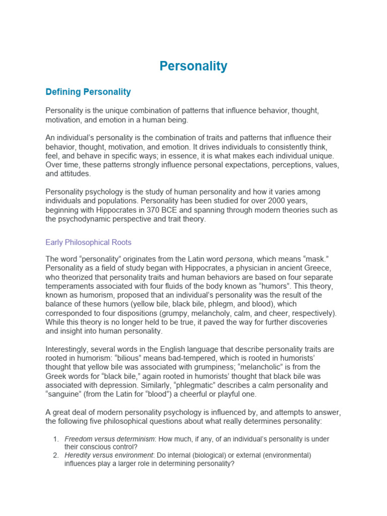 Personality | Download Free PDF | Personality Psychology | Extraversion ...