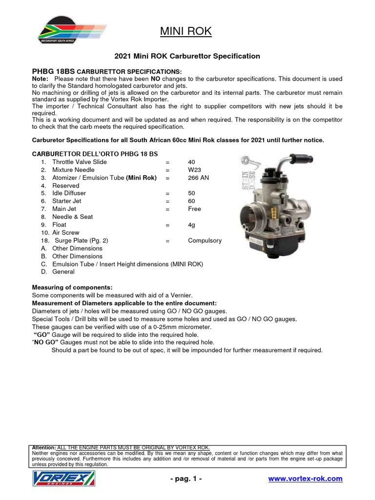 2021 Mini Rok Carburettor Specification | PDF | Carburetor | Mechanical ...