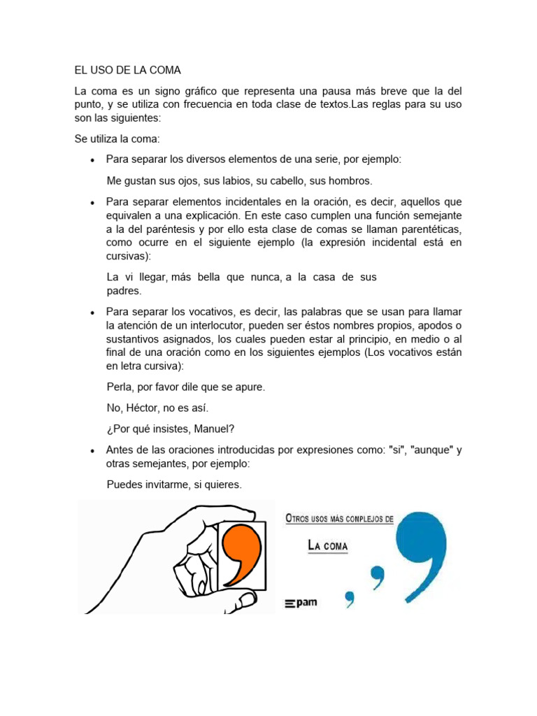 Uso correcto de la coma en textos | PDF | Estudios de idiomas extranjeros