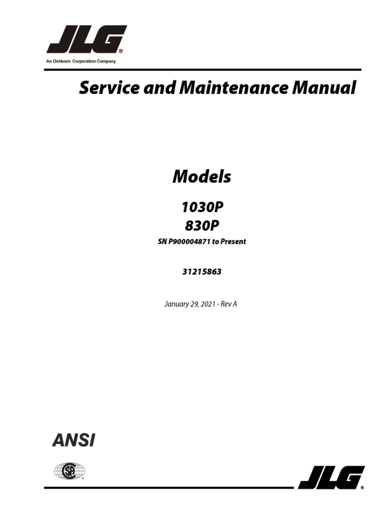 A - 830P, 1030P - JLG - Service - English | PDF | Power Supply ...