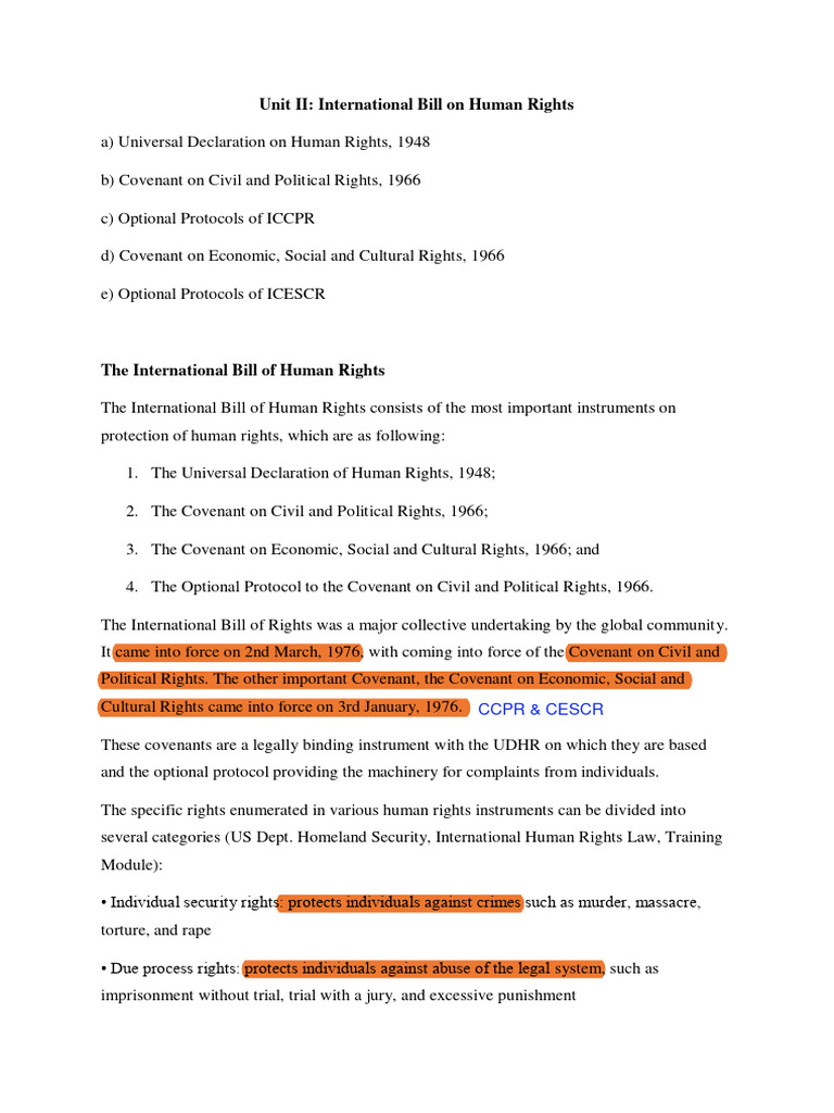 EDIT Unit 2 International Conventions On Human Rights 2023-2024 ...