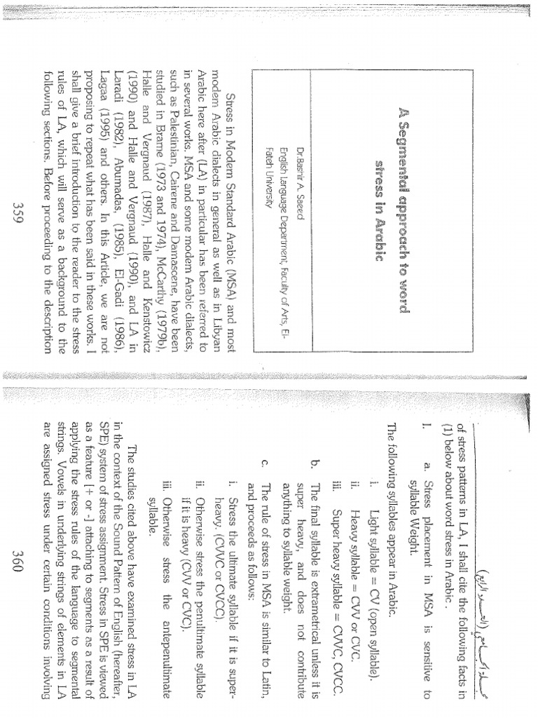 [grammar] Stress in Arabic | PDF