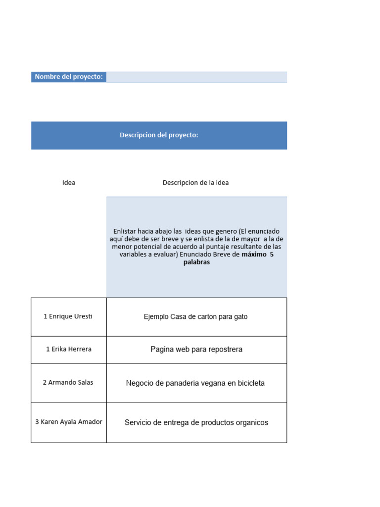 Formato de Ideas de Negocios e 2024 | PDF