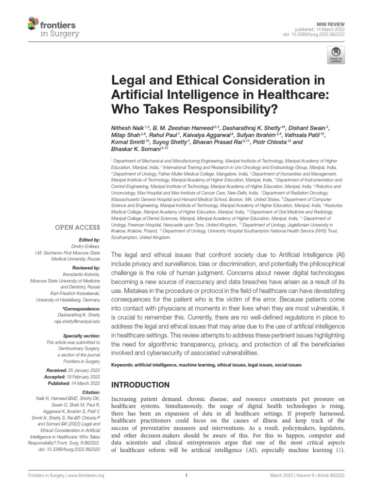 AI in Healthcare: Legal & Ethical Issues | PDF | Computers