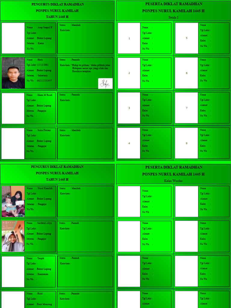 Biodata Peserta Paskil | PDF