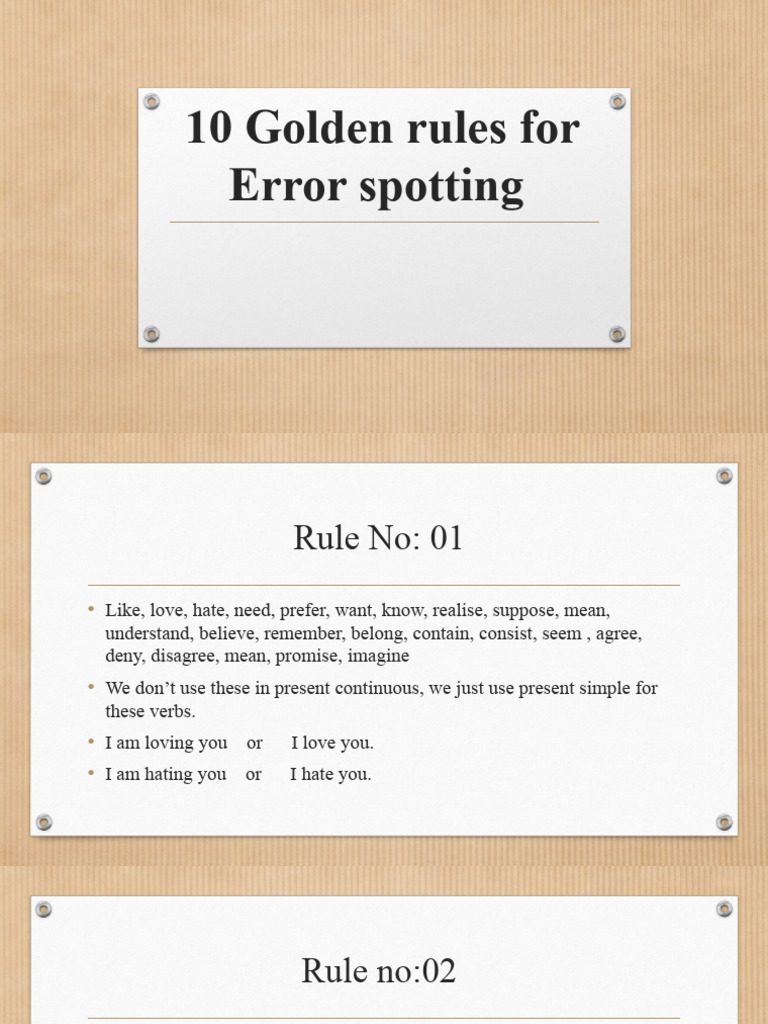 10 Golden Rules For Error Spotting | PDF | Grammatical Tense ...