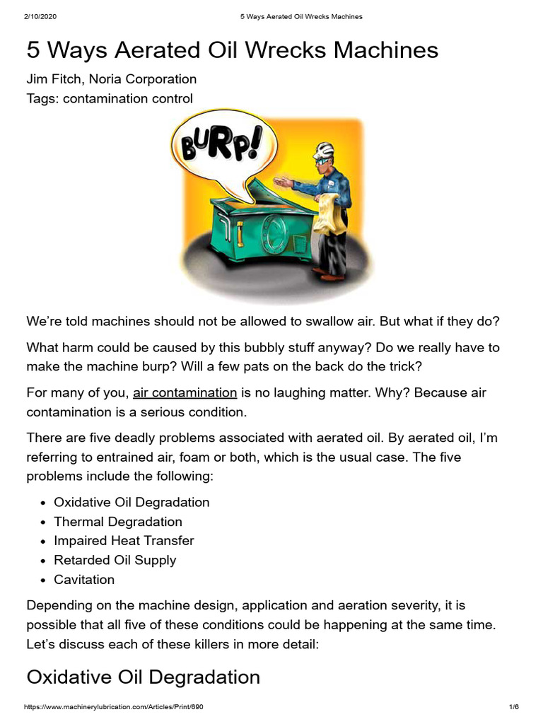 5 Ways Aerated Oil Wrecks Machines | PDF | Technology & Engineering