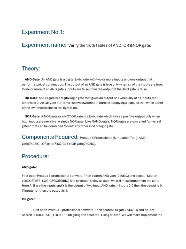 Experiment No 1 | PDF