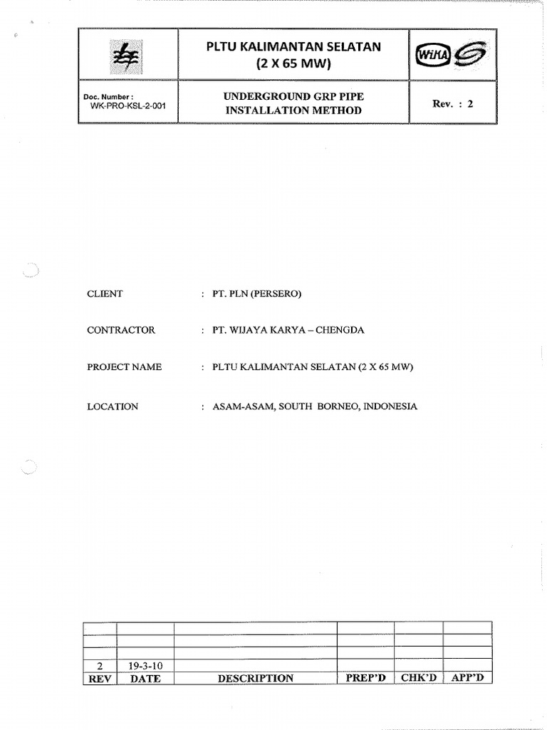 Under Groun GRP Installation Method | PDF