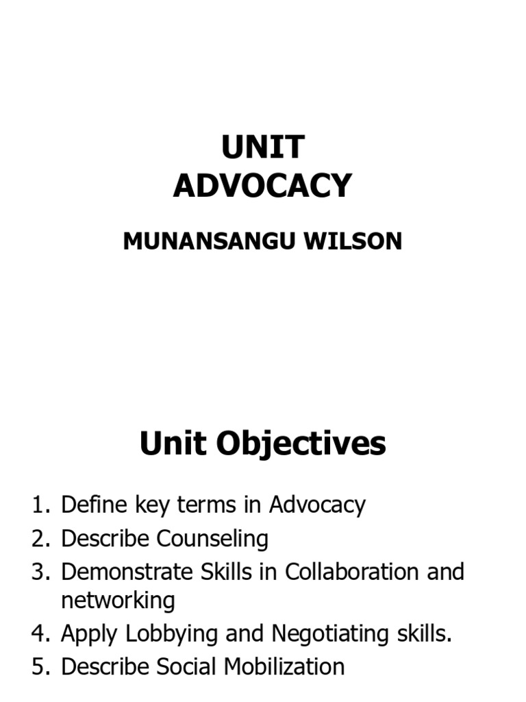 Unit Advocacy | PDF