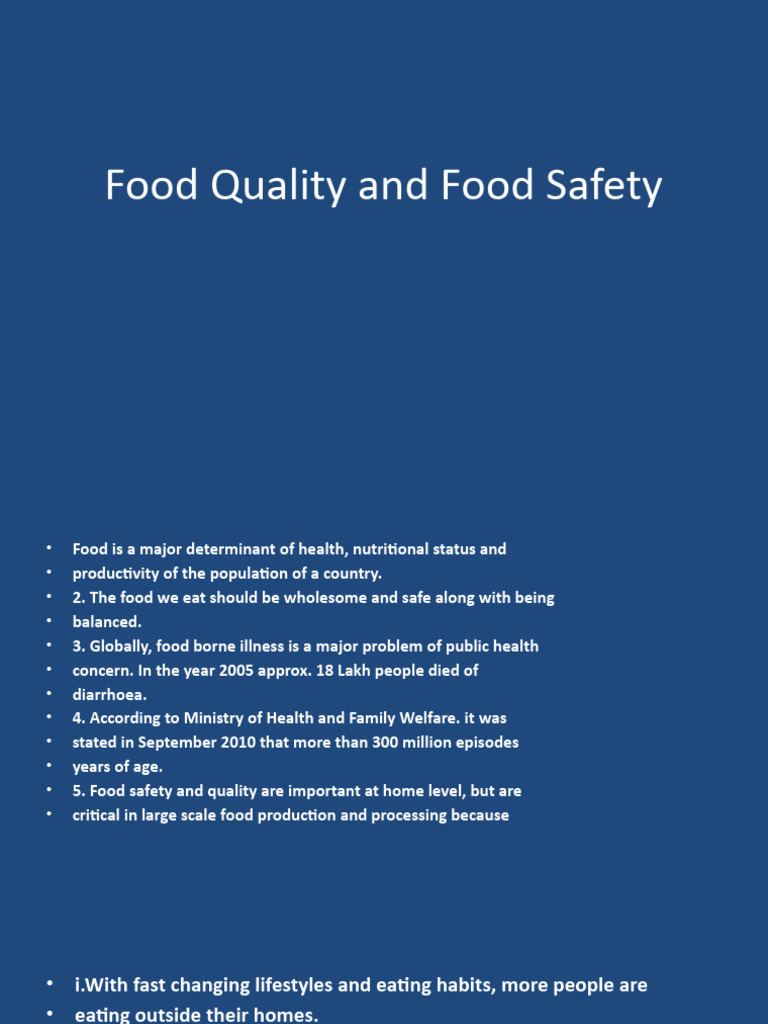 Food Quality and Safety Overview | PDF