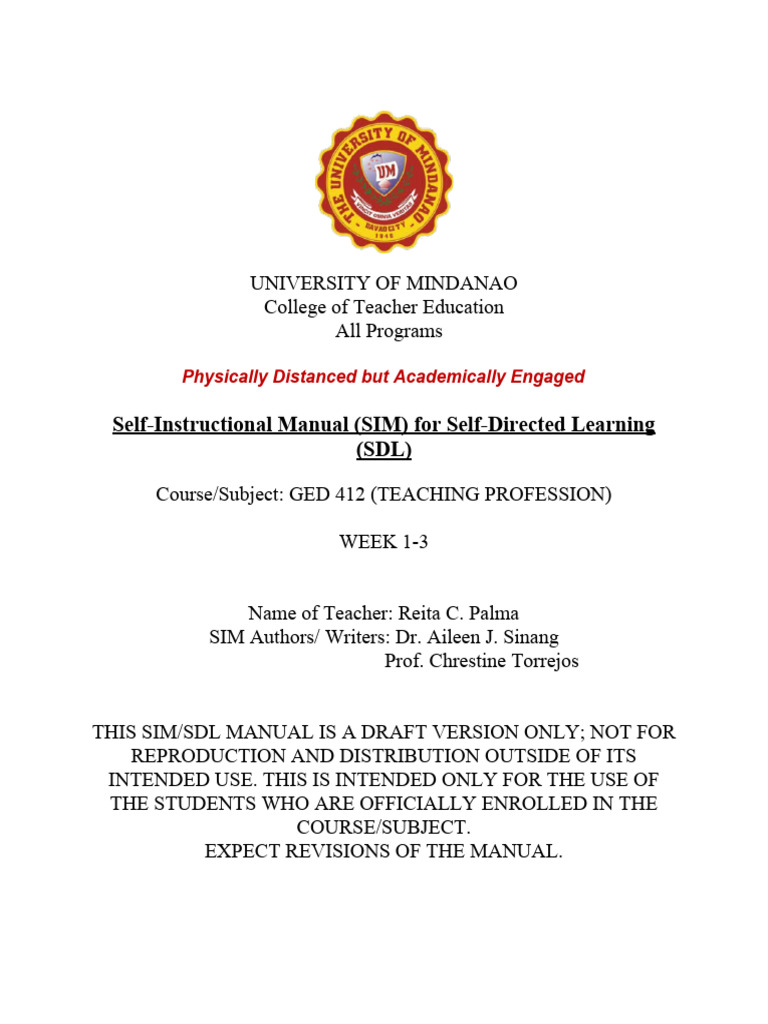 Week 1 3 Teaching Profession Pdf Learning Morality