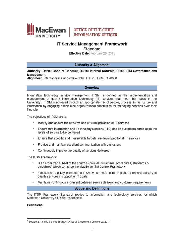 IT Service Management Framework Overview | PDF | It Service Management ...