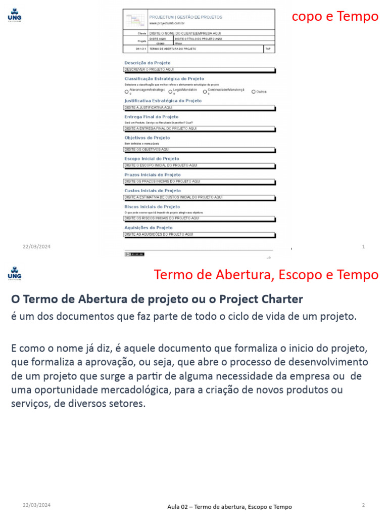 Aula 02 Abertura Escopo e Tempo | PDF