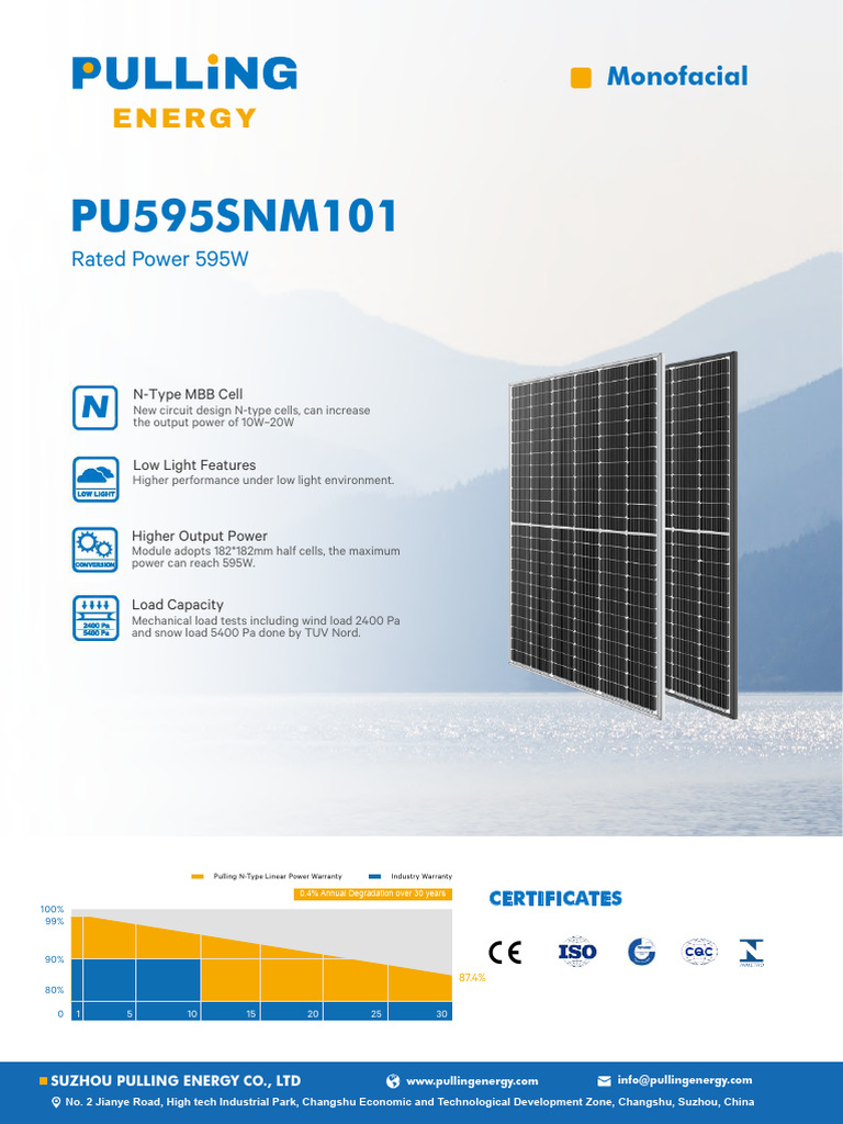 Datasheet - Pullingenergy 595W | PDF | Electric Power | Manufactured Goods