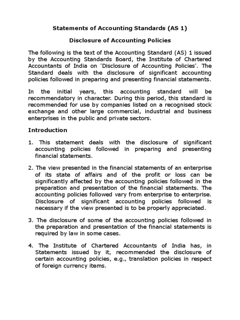 Accounting Standard 1 | PDF | Law