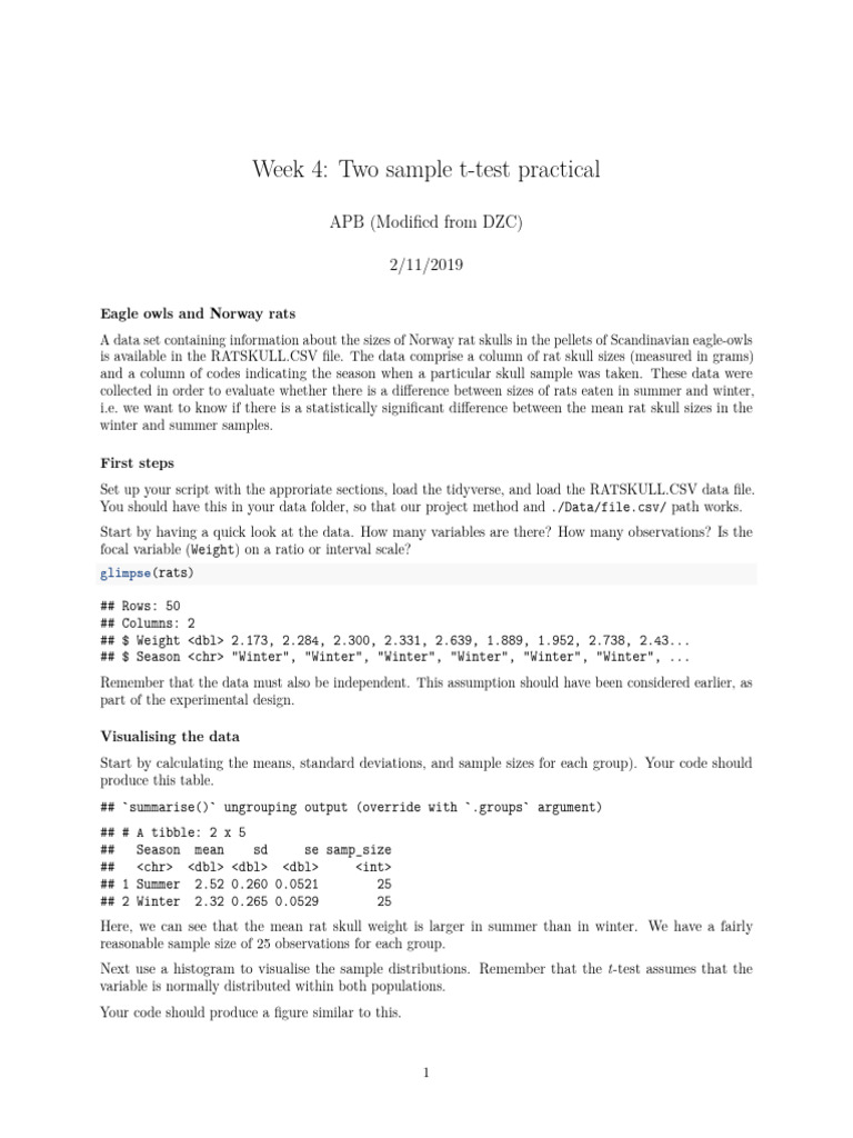 A4 - Two Sample T Test | PDF | Student's T Test | P Value