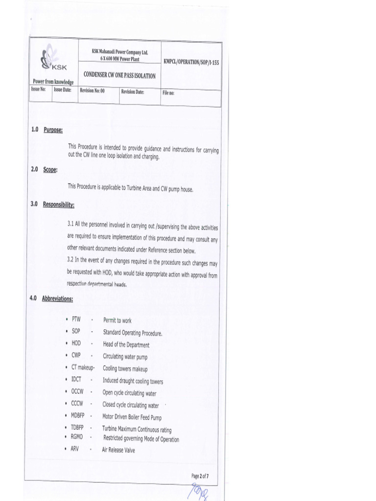 Condenser CW One Pass Isolation 1 600MW | PDF