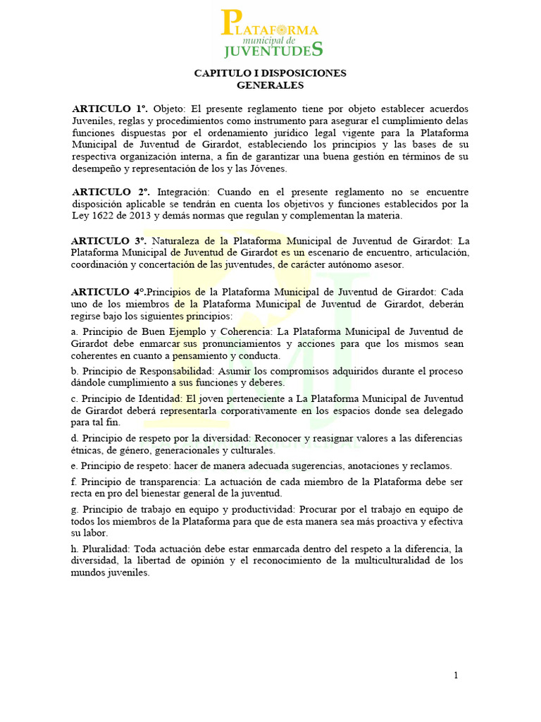 Capitulo I Disposiciones Generales | PDF | Quórum | Debido al proceso