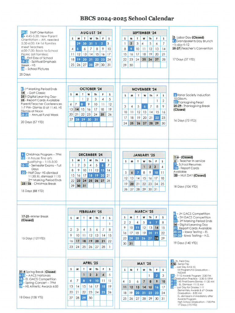 2024-25 Academic Calendar | PDF