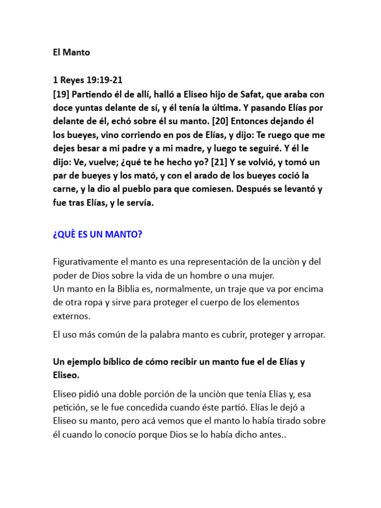 El Significado del Manto en la Biblia | PDF | Elijah | La unción