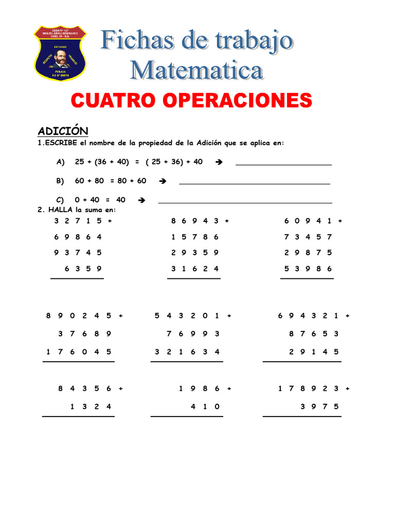Cuatro Operaciones | PDF | Matemática Elemental | Aritmética