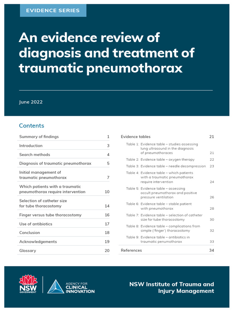 ACI Evidence Review Diagnosis Treatment Traumatic Pneumothorax | PDF ...
